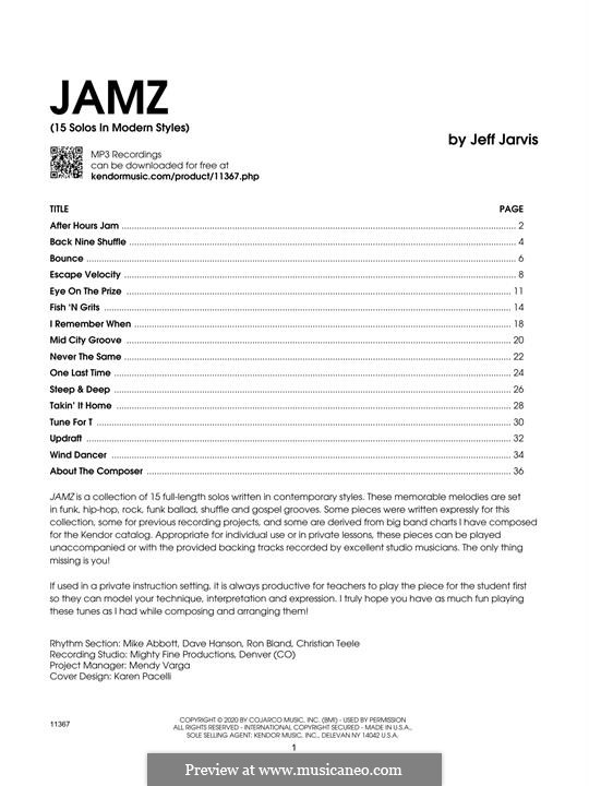 Jamz (15 Solos In Modern Styles) by J. Jarvis - sheet music on MusicaNeo