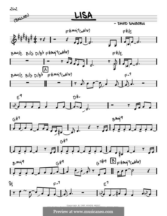 Lisa by D. Sanborn - sheet music on MusicaNeo