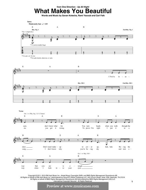 What Makes You Beautiful (One Direction) by C. Falk, S. Kotecha on ...