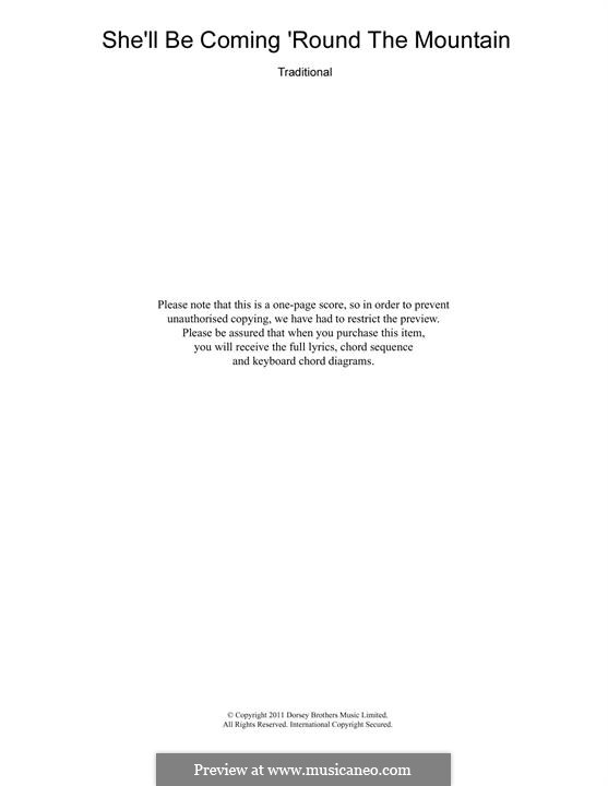 She'll Be Comin' 'Round the Mountain by folklore - sheet music on MusicaNeo