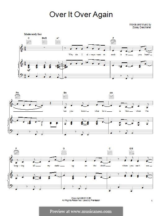 Over It Over Again (She & Him) by Z. Deschanel - sheet music on MusicaNeo