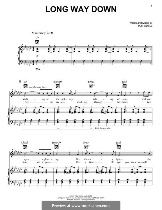 Long Way Down by T. Odell - sheet music on MusicaNeo