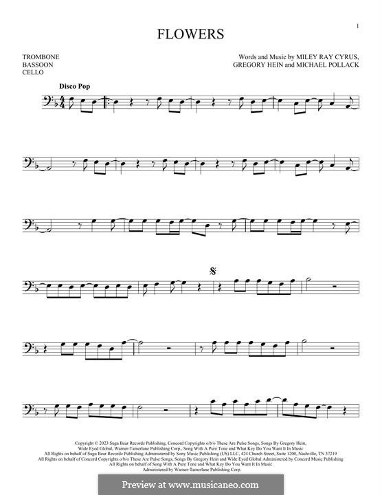 Flowers (Miley Cyrus) by M. Pollack - sheet music on MusicaNeo