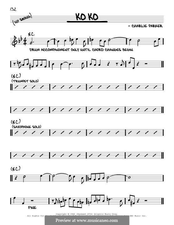 Ko Ko by C. Parker - sheet music on MusicaNeo