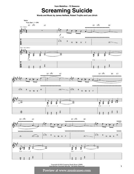 Screaming Suicide (Metallica) by L. Ulrich - sheet music on MusicaNeo