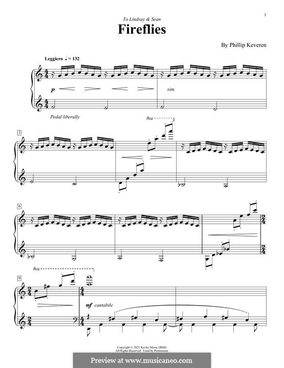Fireflies by P. Keveren - sheet music on MusicaNeo