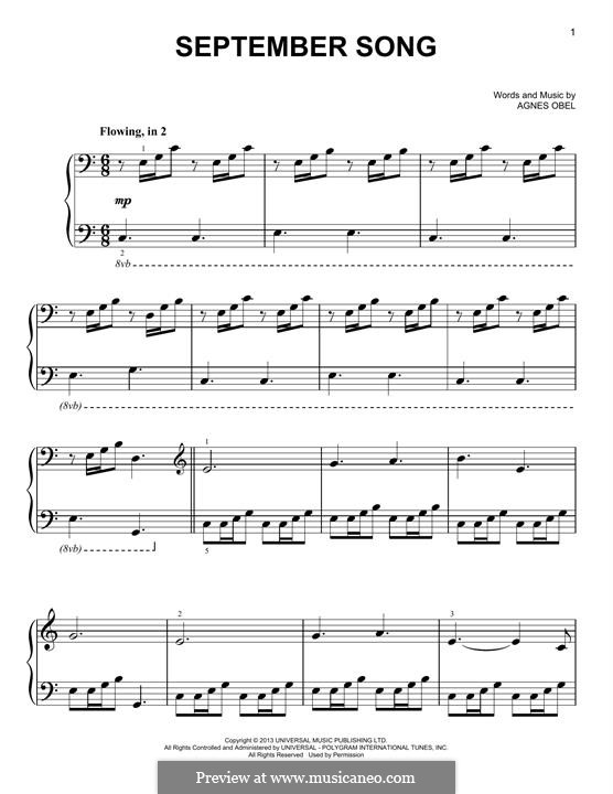 September Song by A. Obel - sheet music on MusicaNeo