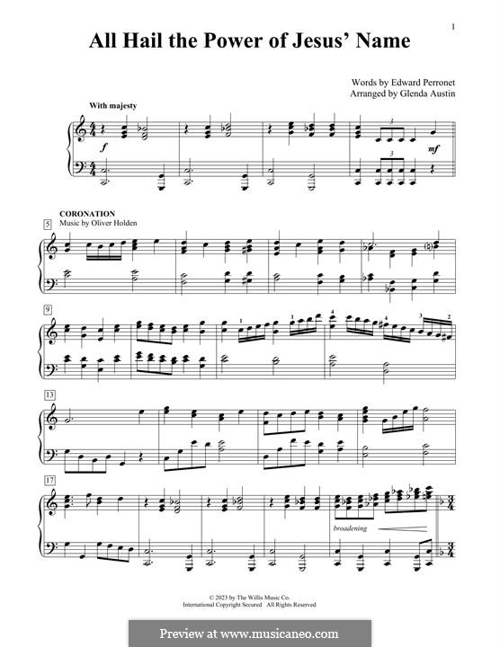 All Hail The Power Of Jesus' Name by E. Perronet - sheet music on MusicaNeo