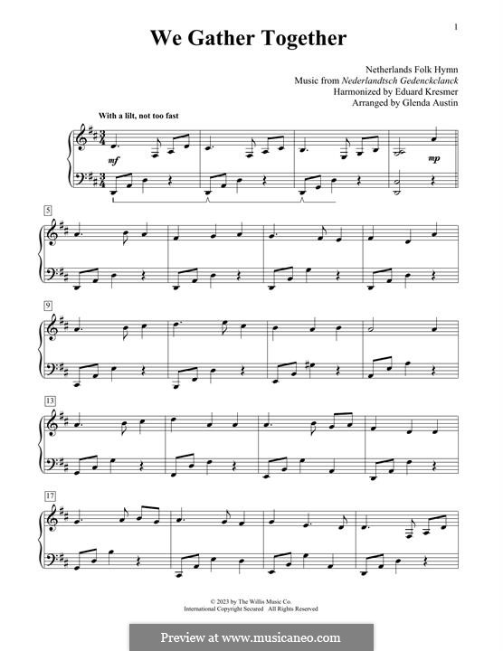 We Gather Together by folklore - sheet music on MusicaNeo