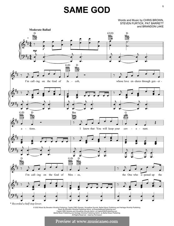 Same God (Elevation Worship) by B. Lake - sheet music on MusicaNeo