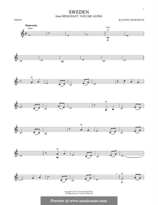 Sweden (from Minecraft) (C418) by D. Rosenfeld - sheet music on MusicaNeo