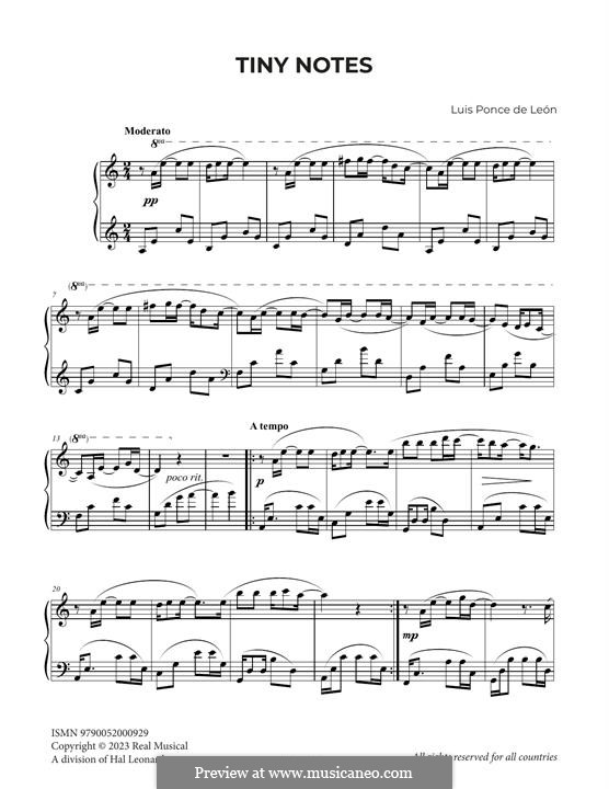Tiny Notes by L. Ponce de León - sheet music on MusicaNeo