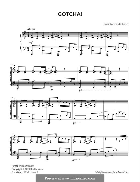 Gotcha! by L. Ponce de León - sheet music on MusicaNeo
