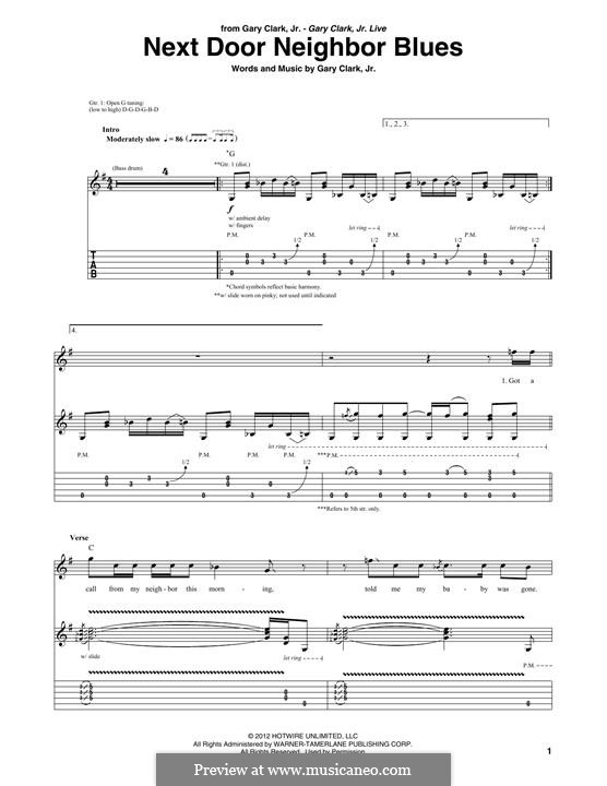 Next Door Neighbor Blues by G. Clark - sheet music on MusicaNeo