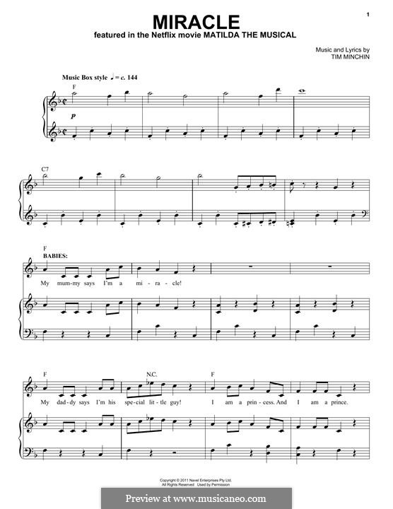 Miracle (from Matilda the Musical) by T. Minchin - sheet music on MusicaNeo