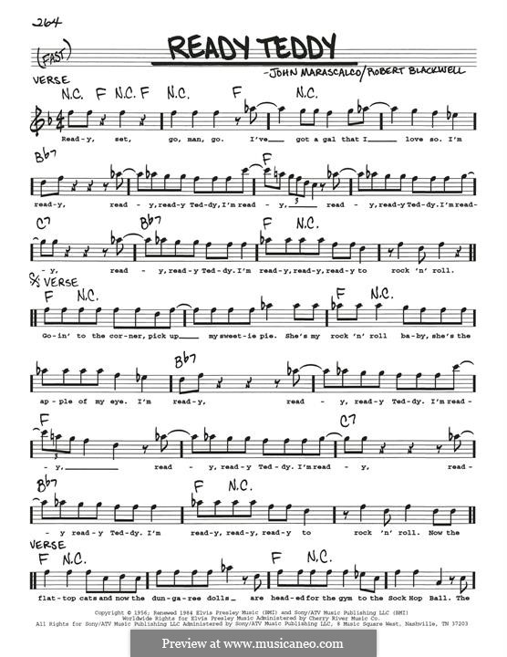 Ready Teddy (Elvis Presley) by J.S. Marascalco, R.A. Blackwell on MusicaNeo