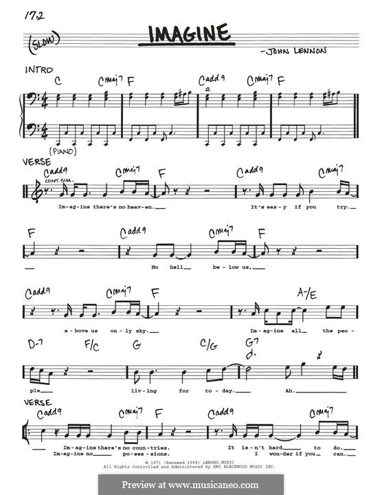 Vocal version (Imagine) by J. Lennon - sheet music on MusicaNeo