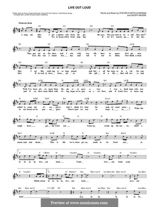 Live Out Loud by S.C. Chapman - sheet music on MusicaNeo