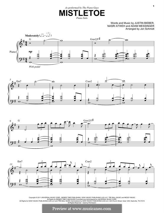 Mistletoe by A. Messinger, J. Bieber, N. Atweh - sheet music on MusicaNeo