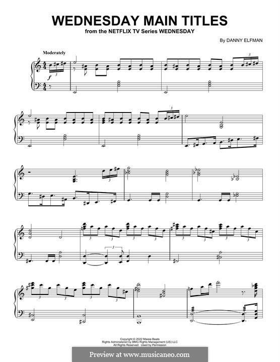 Wednesday Main Titles by D. Elfman - sheet music on MusicaNeo