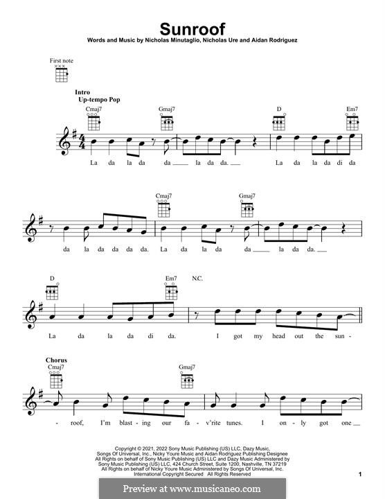 Sunroof Nicky Youre And Dazy By N Minutaglio Sheet Music On Musicaneo
