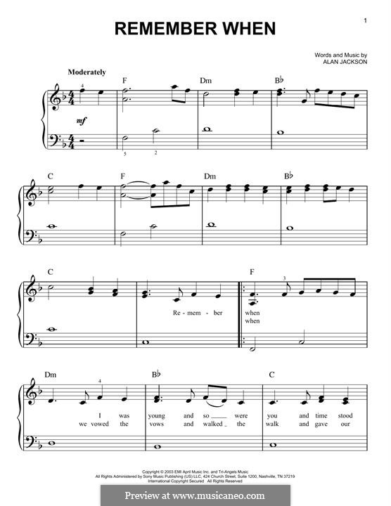 Remember When by A. Jackson - sheet music on MusicaNeo