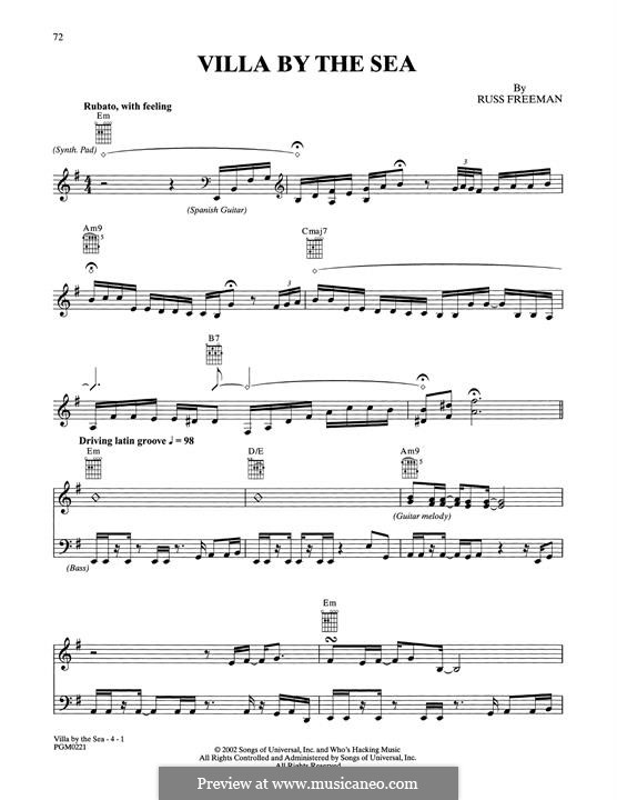 Villa By The Sea (Russ Freeman) by R. Freeman - sheet music on MusicaNeo