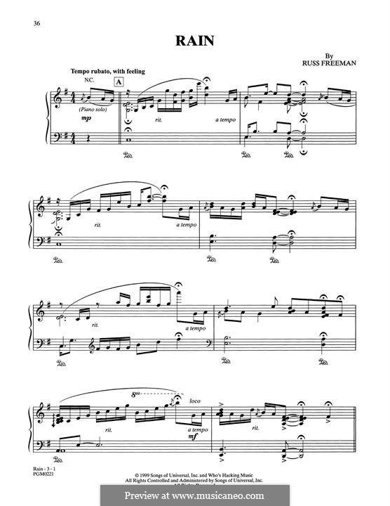 Rain (The Rippingtons) by R. Freeman - sheet music on MusicaNeo