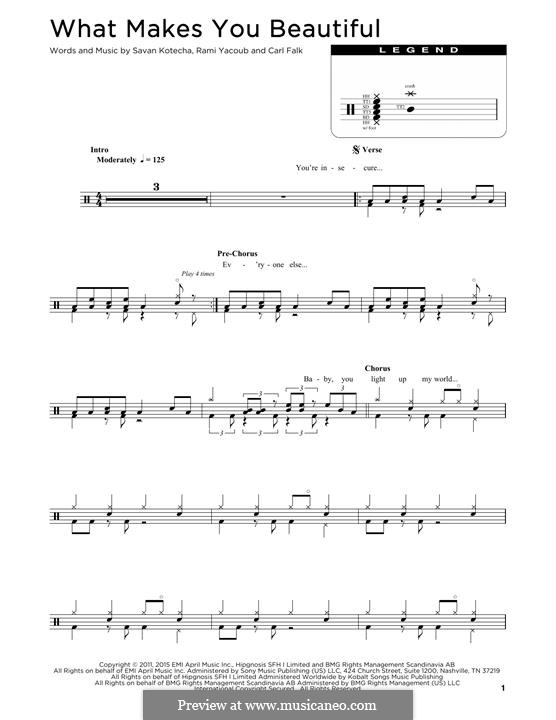 What Makes You Beautiful (One Direction) by C. Falk, S. Kotecha on ...