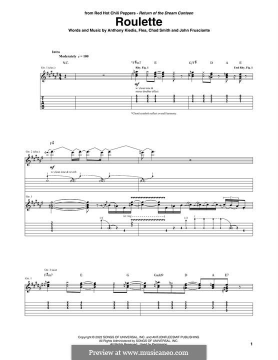 Roulette (Red Hot Chili Peppers) by Flea, A. Kiedis, C. Smith, J ...