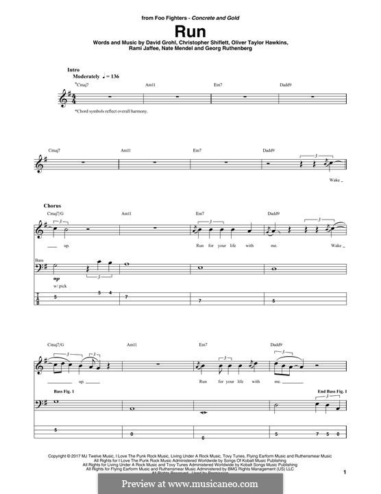Run by Foo Fighters - sheet music on MusicaNeo