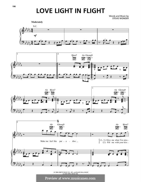 Love Light in Flight by S. Wonder - sheet music on MusicaNeo