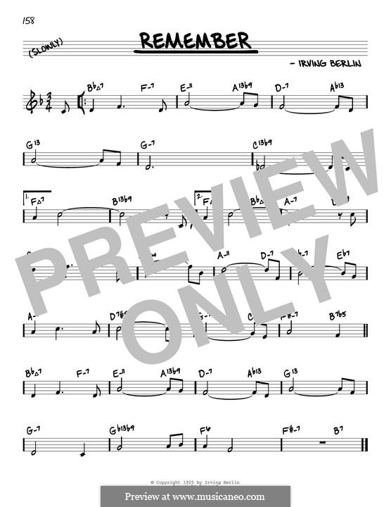 Remember by I. Berlin - sheet music on MusicaNeo
