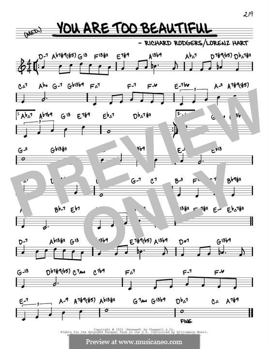 You Are Too Beautiful By R Rodgers Sheet Music On Musicaneo