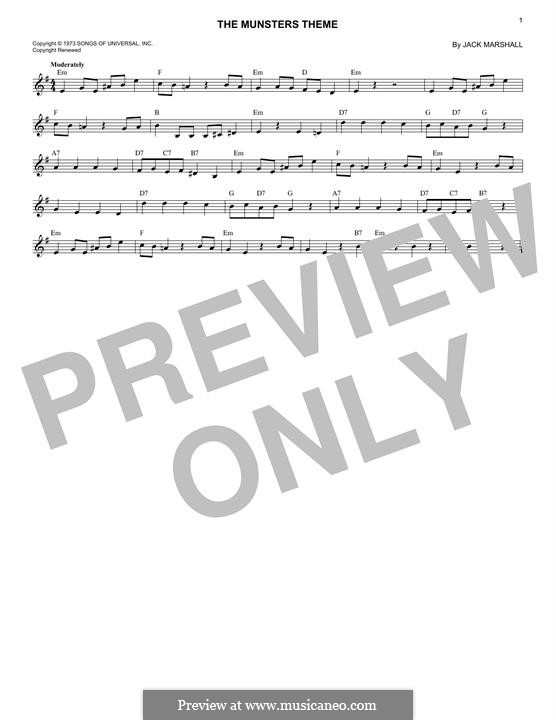 The Munsters Theme by J. Marshall - sheet music on MusicaNeo