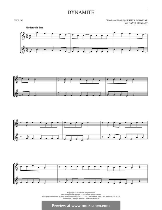 Dynamite (BTS) by D.A. Stewart - sheet music on MusicaNeo