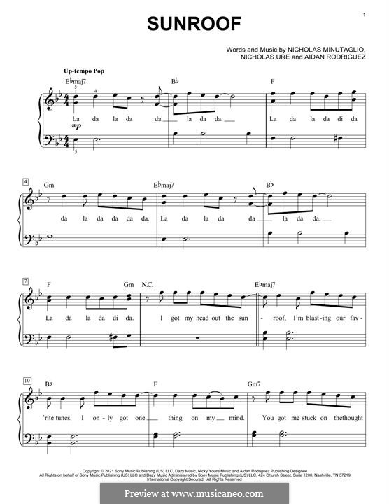 Sunroof Nicky Youre And Dazy By N Minutaglio Sheet Music On Musicaneo