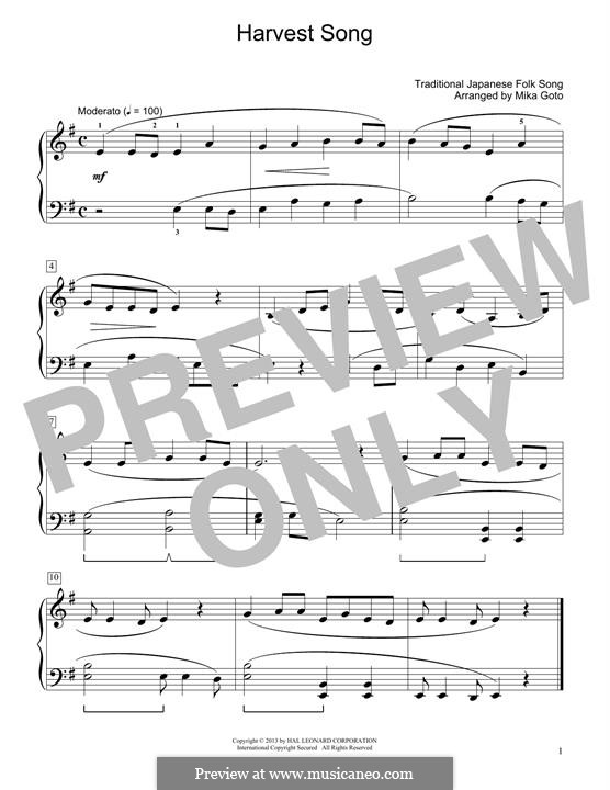 Harvest Song by folklore - sheet music on MusicaNeo