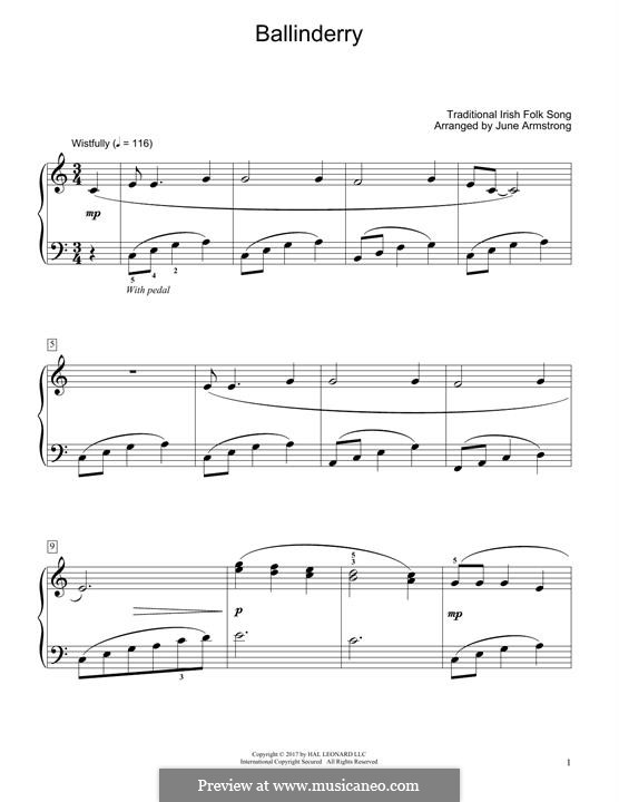 Ballinderry by folklore - sheet music on MusicaNeo