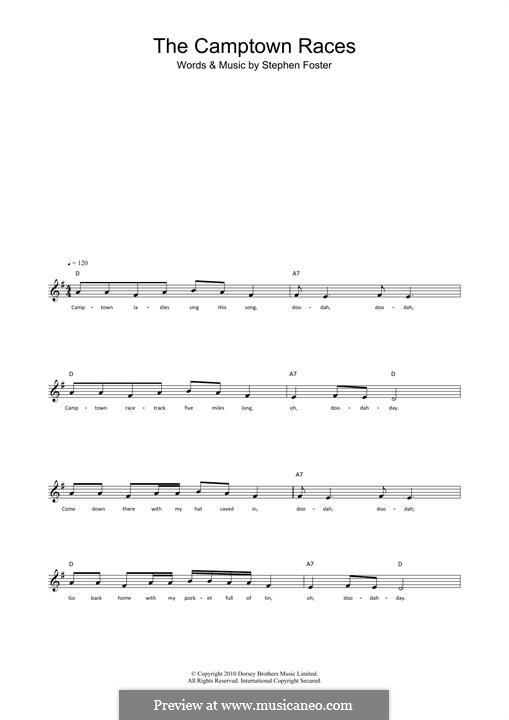 The Camptown Races by folklore - sheet music on MusicaNeo