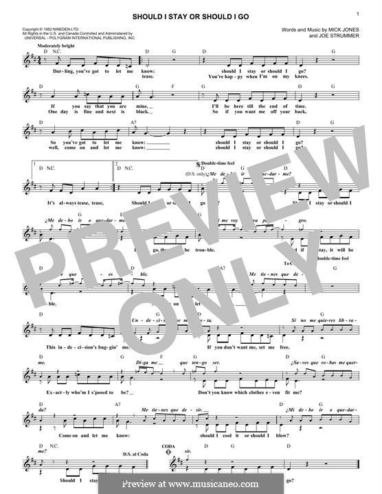 Should I Stay or Should I Go (The Clash) by J. Strummer, M. Jones on ...