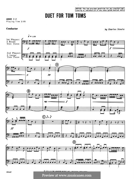 Duet For Tom Toms by C. Steele - sheet music on MusicaNeo