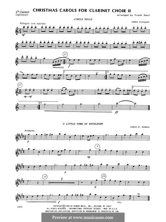 Christmas Carols For Clarinet Choir II by J.L. Pierpont on MusicaNeo