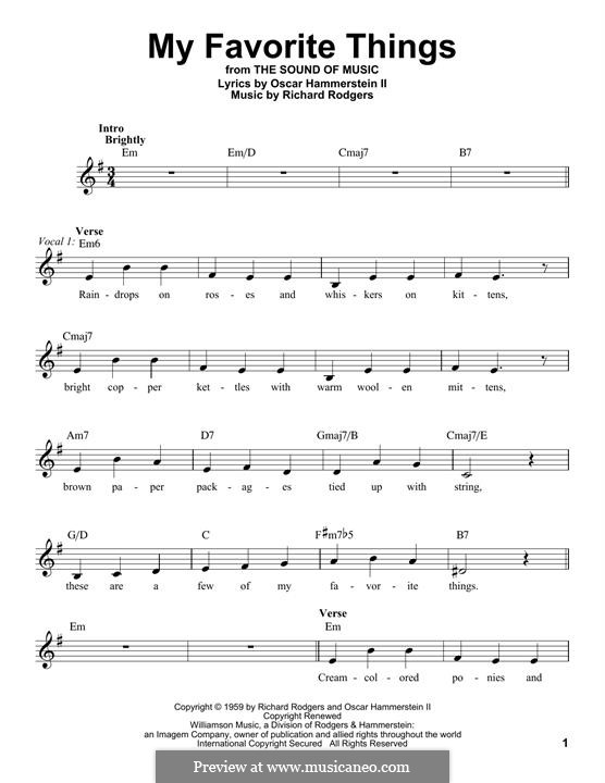 Vocal version (My Favorite Things) by R. Rodgers - sheet music on MusicaNeo