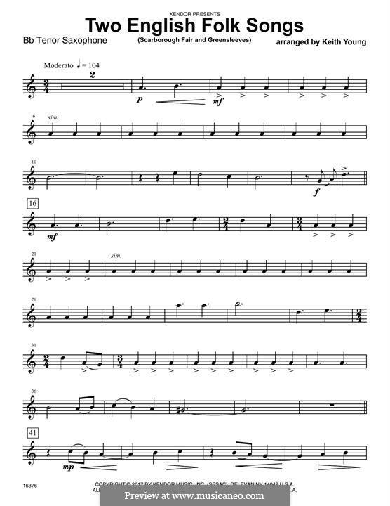 Two English Folk Songs (Scarborough Fair and Greensleeves) by folklore ...