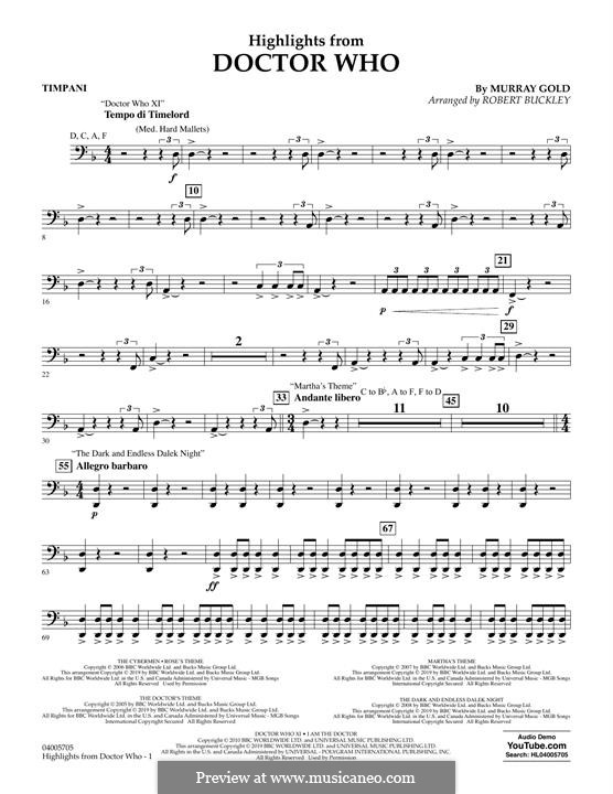 Highlights from Doctor Who by M. Gold - sheet music on MusicaNeo