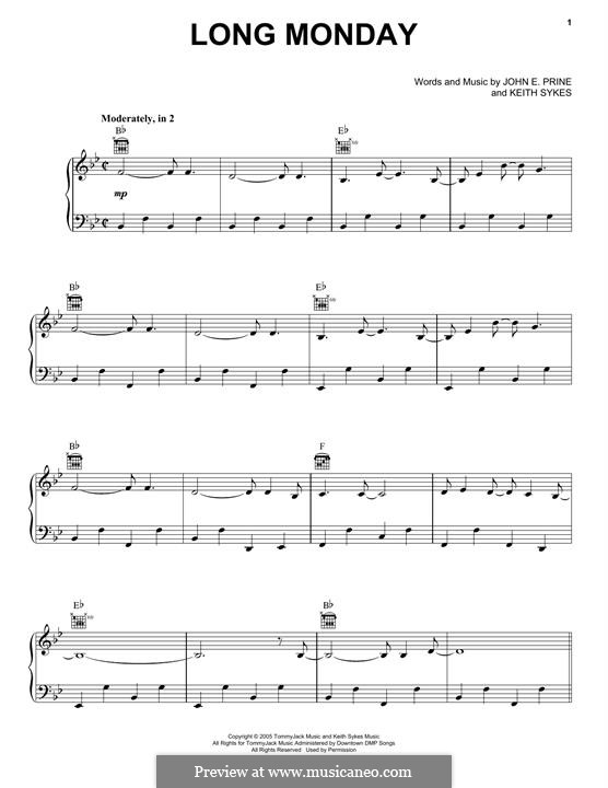Long Monday by J. Prine - sheet music on MusicaNeo