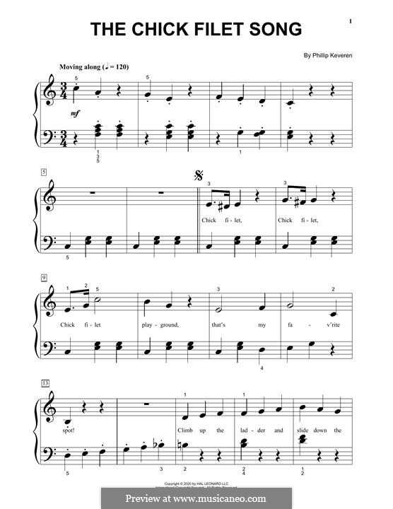 The Chick Filet Song by P. Keveren - sheet music on MusicaNeo