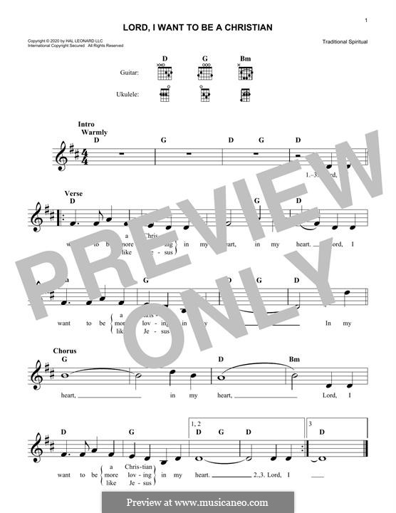 Lord, I Want to be a Christian by folklore - sheet music on MusicaNeo