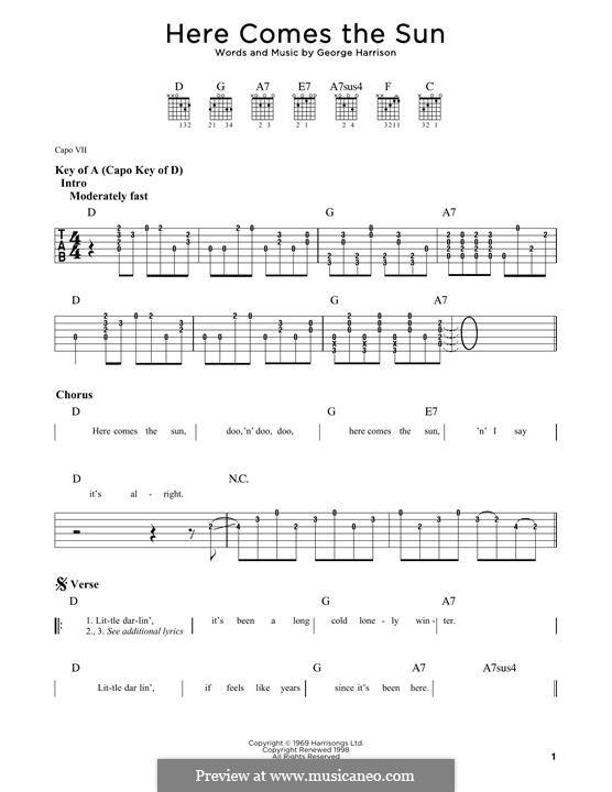 Here Comes the Sun (The Beatles) by G. Harrison - sheet music on MusicaNeo